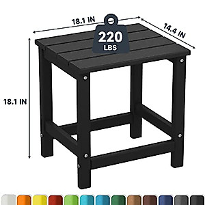 KINGYES Adirondack Side Table, Patio Outdoor Rectangular End Table, Black