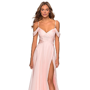 Spaghetti Straps Bridesmaid Dresses Red Long Chiffon V Neck Formal Evening Dress with Pockets Size 14