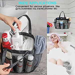 LCHULLE Mesh Shower Caddy Portable Quick Dry Shower Tote Hanging Bath & Toiletry Organizer with 8 Storage Pockets Cosmetic Shower Basket Bag for College Dorm Room Essentials Gym Bathroom Camp Travel