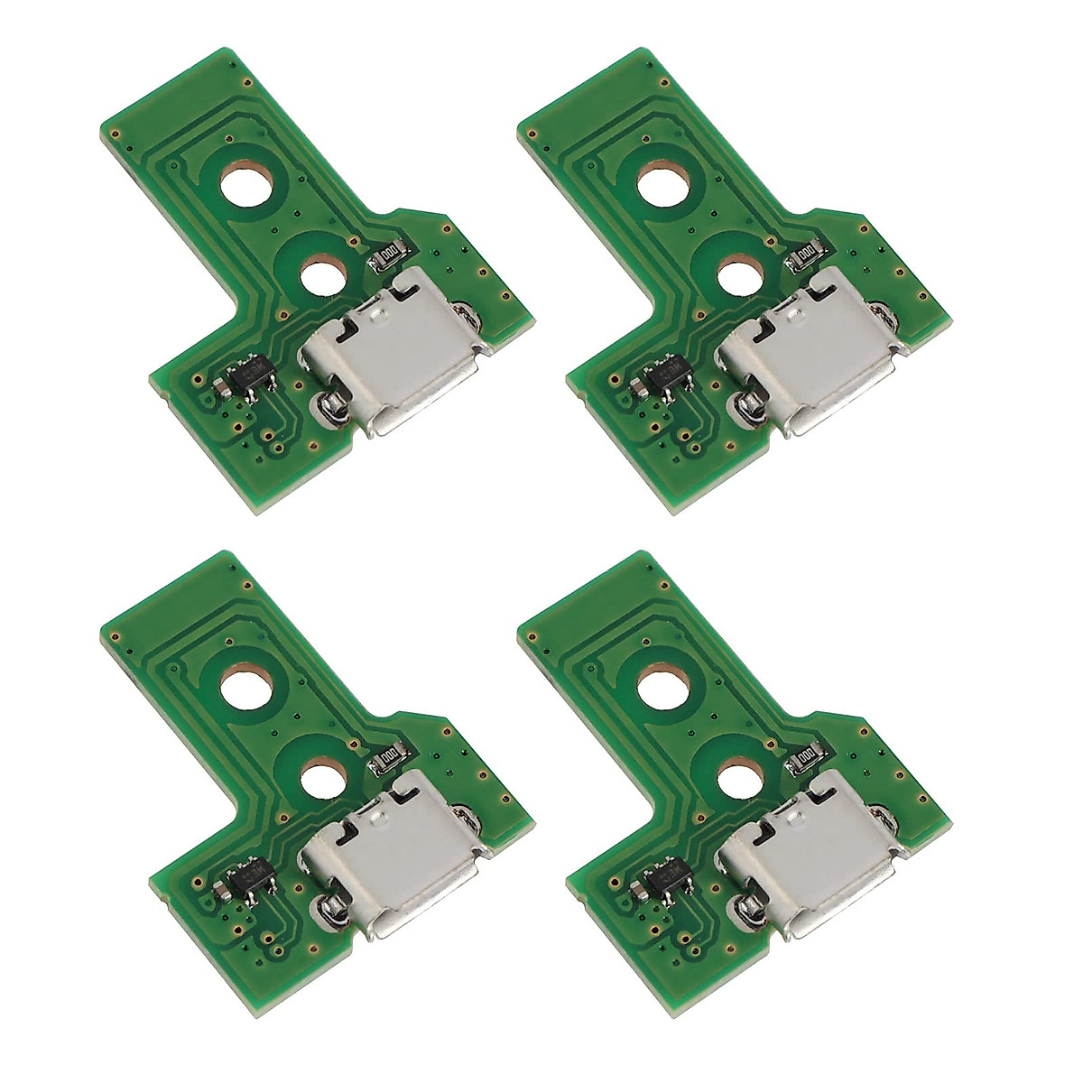 4pcs JDS-030 Interface Board Replacement Charging Port Assembly Compatible with PS4 Repair Part Micro USB Adaptor Charger Socket Board Connector Module