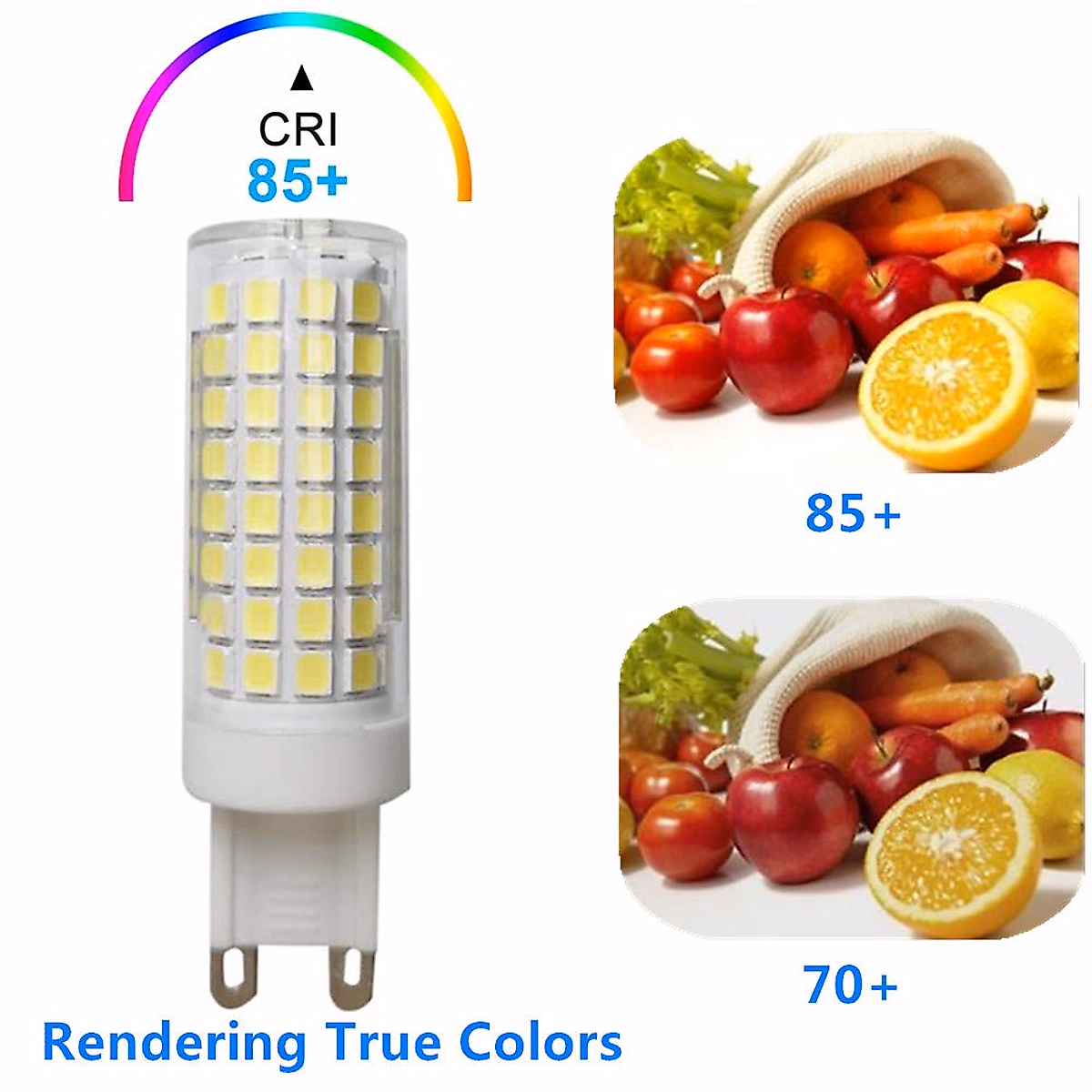 G9 Led Bulb - 8W Dimmable Ceramic Bulb Equivalent 80W Halogen Bulbs,Daylight White 6000K AC110-130V G9 Bi Pin Base 360 Degree Led Bulb for Chandelier Ceiling Fan Bedroom Lighting