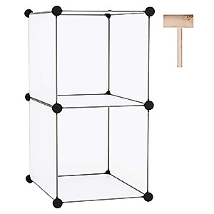 C&AHOME Cube Storage, 2-Cube Organizer Unit, Plastic Closet Storage Shelf, DIY Bookshelf, Modular Bookcase, Cabinet Ideal for Bedroom, Living Room, Office, 12.4" L x 12.4" W x 24.8" H White SBTM3002A