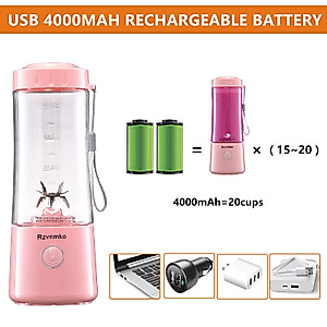 Portable Blender, Personal size blender Smoothie Maker Blender, Personal Smoothie Mixer, Usb Rechargeable Smoothie Blender (PINK)