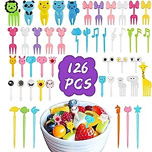 126 Pcs Animal Food Picks for Kids, Fun Cartoon Animal Bento Picks, Bento Box Fruit Picks, Lunch Bento Box Picks for Toddler,Kids Lunch Accessories Decorations
