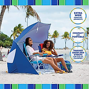 Rio Beach 17" Extended Height 4-Position Folding Beach Chair, Aluminum, Turquoise