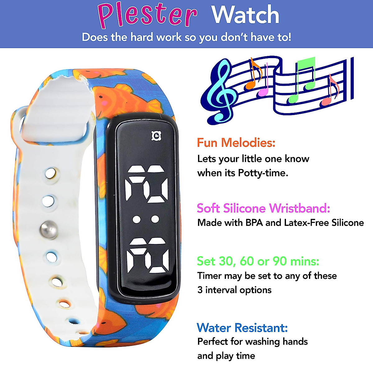 Potty Training Watch | Baby Potty | Potty Training Watch for Boys and Girls | Toddler Watch | Colorful Fish Pattern Wristband