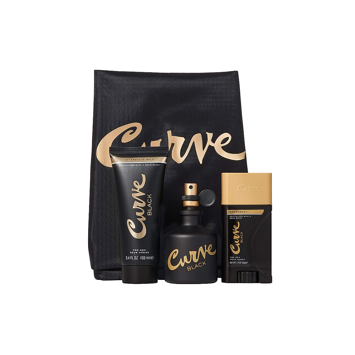 Curve Curve Black Men's Cologne 4 Piece Gift Set, 2.5 Fl. Oz. Eau De Cologne, 4 Count