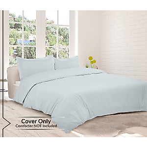 ROYALE LINENS White Duvet Cover Queen Size - 3 Piece Bedding Comforter Covers - Zipper Closure - 1 Queen Duvet Cover 90x90 inches and 2 Pillow Shams - No Comforter Included