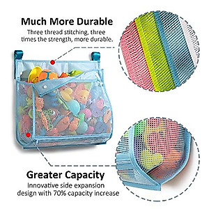 Tenrai Mesh Bath Toy Organizer, （ 1 Large, Blue） Bathtub Storage Bag, Multi-purpose Baby Toys Net, Toddler Shower Caddy for Bathroom, Quick Drying Kids Toy Holder, YY