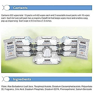 Kirkland Signature Moist Flushable Wipes, 632 Wipes