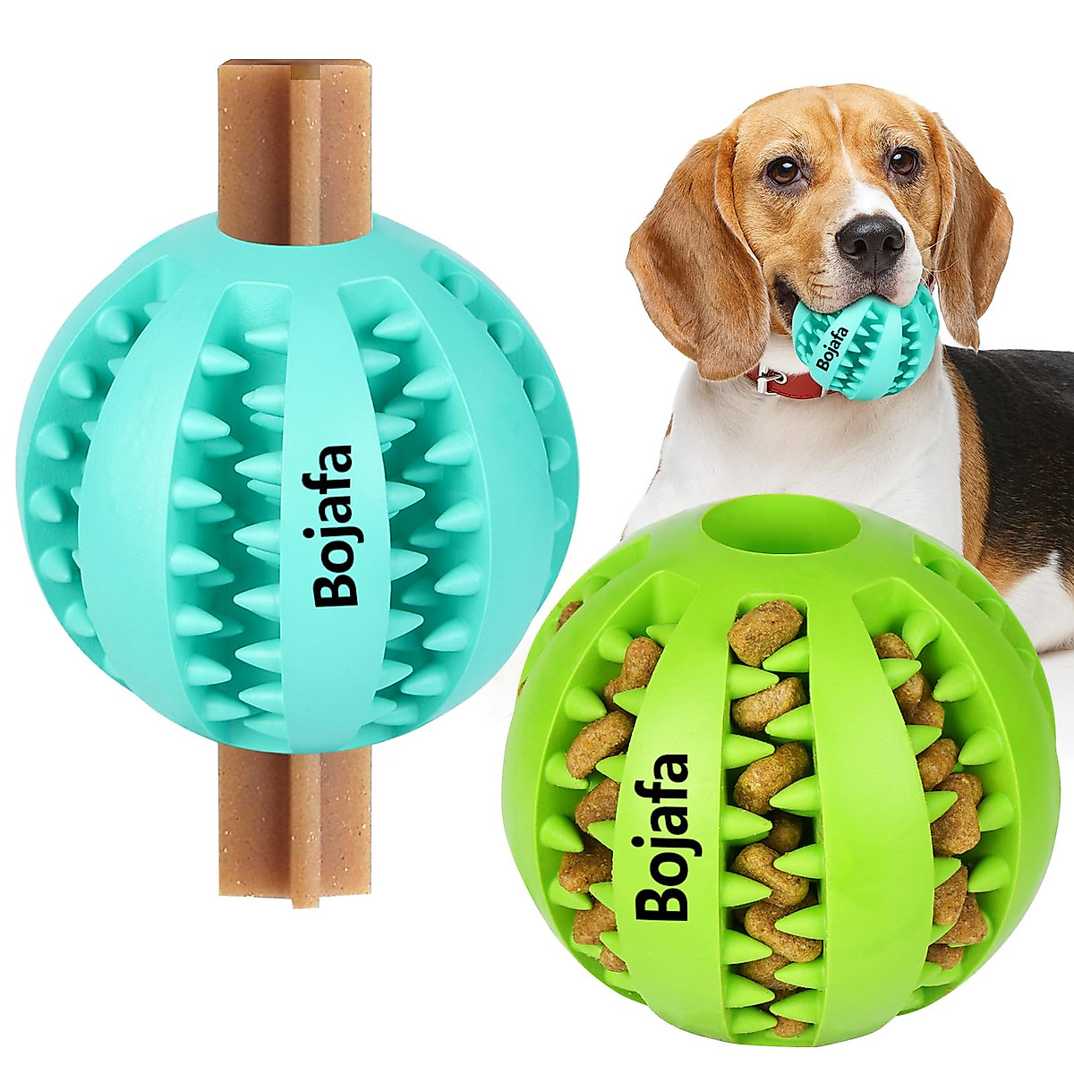 Puppy Teething Chew Toy Balls: 2pack Interactive Dog Treat Dispensing Ball Rubber Small Breed Dog Chewing Enrichment Toys for Boredom and Brain Stimulating Game Puppy Teething Chew Toys