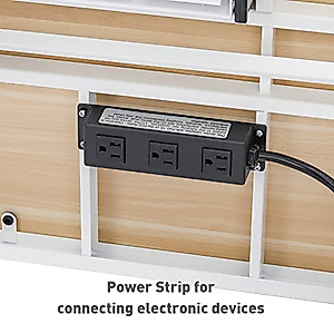 FARRAY Electric Standing Desk with Drawer, 45 x 24 Inch Adjustable Height Desk with Power Strip & USB Ports, One-Piece Top Stand Up Desk, Modern Sit Stand Desk (Oak Top + White Frame)