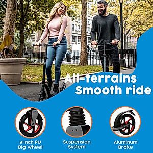 LaScoota Kick Scooter for Adults & Teens. Perfect for Youth 12 Years and Up Men & Women. Lightweight Foldable Adult Scooter Large Sturdy Wheels (Dark) The Metro