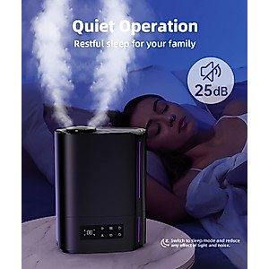 BREEZOME 6L Humidifiers for Bedroom Large Room & Essential Oil Diffuser, Ultrasonic Top Fill Cool Mist Humidifiers for Baby, Plants, Nursery Last up to 60 Hours, Smart Humidistat Control, Ultra Quiet
