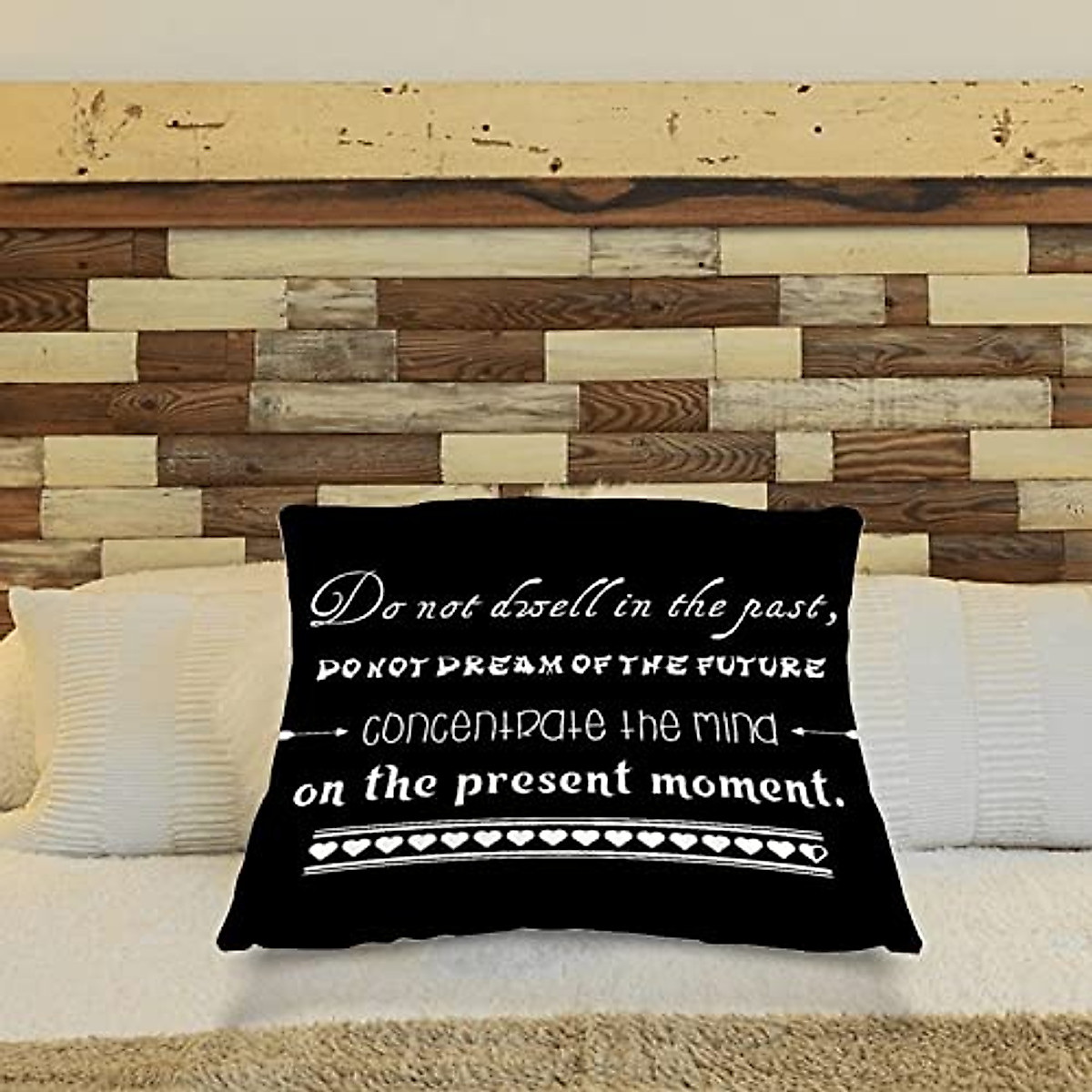 Inspirational Do Not Dwell in The Past Do Not Dream of The Future Concentrate The Mind On The Present Moment Throw Pillows for Couch Black Rustic Cozy Square Pillow for Couch Sofa Bedroom Car Living