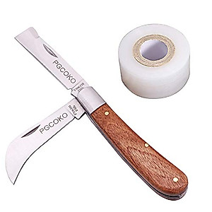 PGCOKO Folding Garden Grafting Pruning Knife with Grafting Tape for Grafting Budding Fruit Tree