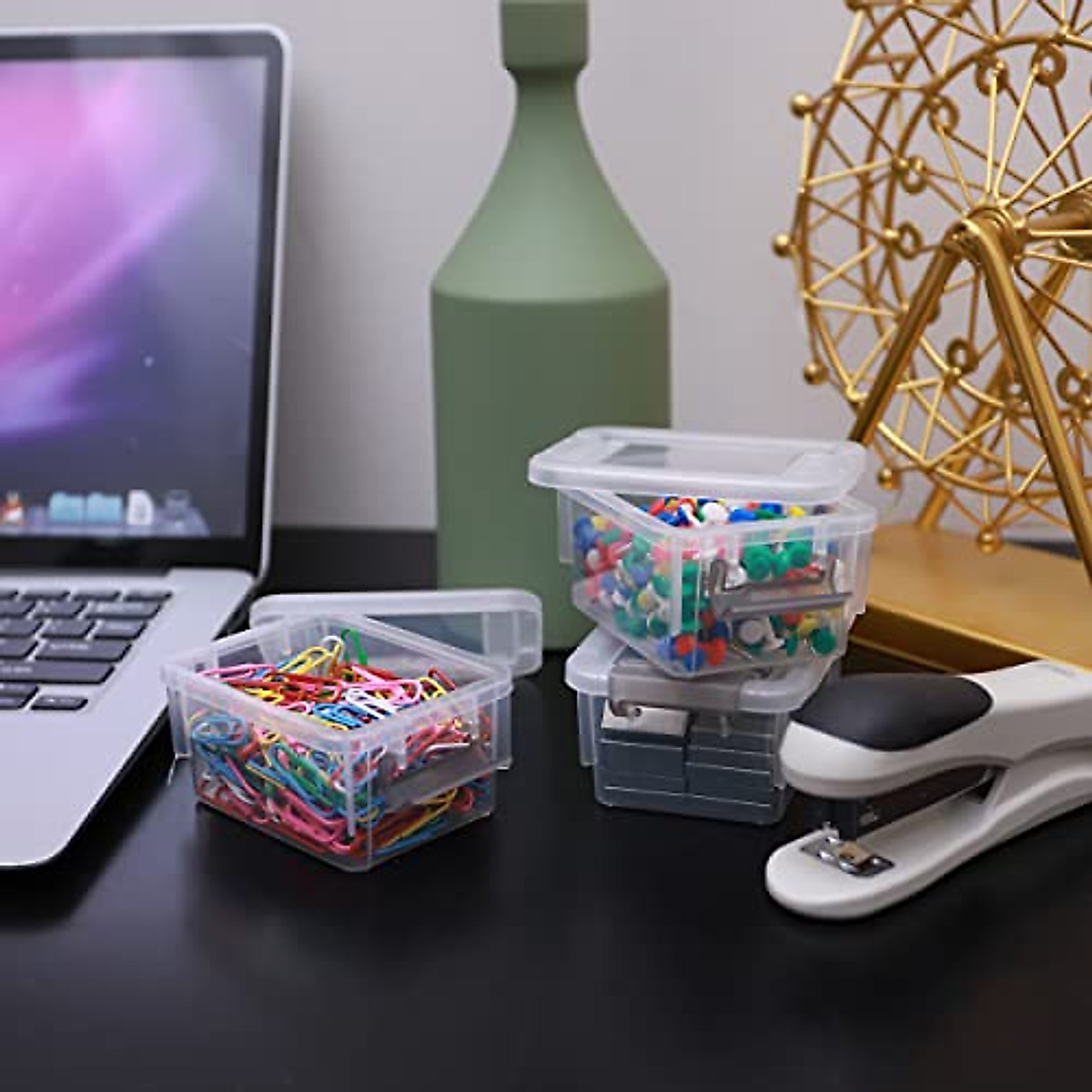 Citylife 20 Packs 0.18 QT Plastic Bead Organizers for Craft & 4 Packs 5.3 QT Storage Bins with Lids with Grey Handle Stackable Storage Containers for Organizing