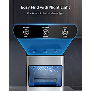 Ice Makers Countertop Nugget for Home Kitchen 37LBS, Pebble Counter Top Ice Machine, Mini Small Ice Maker,Portable Sonic Chewable Pellet Soft Icemaker, LED Maquina de Hielo Tabletop Self Cleaning