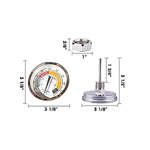 3 1/8'' BBQ Grill Temperature Gauge Charcoal Smoker Replacement Parts, and Most Smokers, OEM Charcoal Grill Pit Wood Smoker Thermomete Gauge Fahrenheit Compatible for Oklahoma Joe's (2Packs)