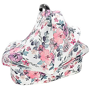 Car Seat Nursing Cover High Chair Cover 4 in 1 Carseat Canopy Nursing Breastfeeding Cover for Baby Girls (Flower)