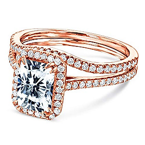 Kobelli 1.8ct Radiant Moissanite & Lab Diamond Halo Bridal Set - white-gold / 7.0 G-H