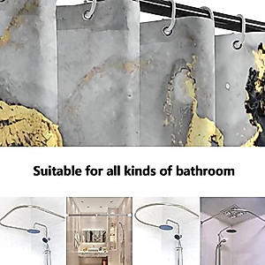 elepdfcd Shower Curtain Set, Marble Bathroom Sets, 4 Piece Glod Bathroom Sets with Rugs and Accessories Waterproof Shower Curtains, 12 Hooks, Abstract Black White