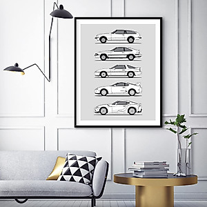 Idea Network History of Toyota Supra Generations Print (Wall Art Handmade the Supra Mk I, Mk II, Mk III, Mk IV, Mk V) (8x10" Print (Unframed), Satin Paper)