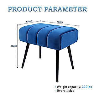 ECOMEX Velvet Accent Chair with Ottoman, Living Room Chair and Ottoman Set,Modern Lounge Chair with Footrest, Accent Chair with Foot Rest, Single Sofa Chair for Bedroom, Office, Hosting Room.(Blue)