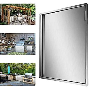 Outdoor Kitchen Doors 17 W X 24 H Inch BBQ Double Access Door, 304 Stainless Steel BBQ Grill Door for Outdoor Kitchen Grilling Station and BBQ Island ,Wall Construction Vertical Door
