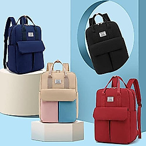 FUXINGYAO Women Laptop Backpack, Durable Travel backpack with Headphone Cable Hole, Anti Theft Backpack for Fits 15.6 Inch Notebook, Multicolor, Black2