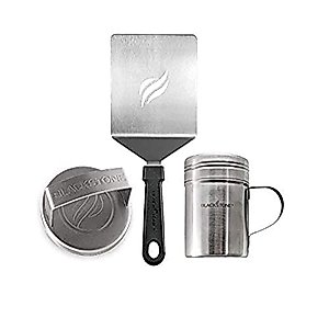 Blackstone 5024 Professional Hamburger Tool Kit with Stainless Steel Metal Burger Patty Press, Spice Dredge Shaker & Burger Spatula BBQ Grilling Accessories, Black