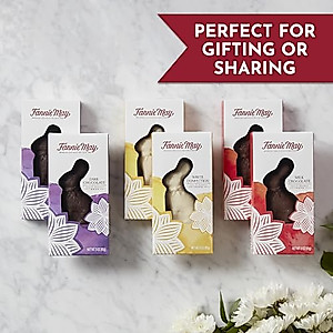 Fannie May, 6 Count Solid Assorted Dark Chocolate, Milk Chocolate and White Confection Bunnies, Easter Basket Stuffers, 3 oz Each
