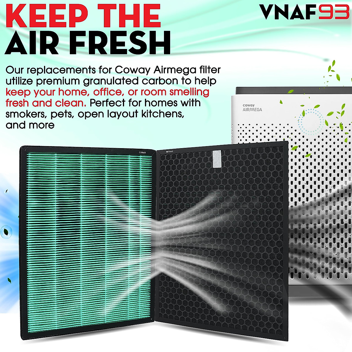 4-Pack 400/400S True HEPA Filter Replacement Filter For Coway AIRMEGA Max2 400/400S 400 400s 400(G) 400s(G) Air Purifier, Max 2 Green H13 True HEPA and Active Carbon Filter Set (Part# AP-2015-FP)