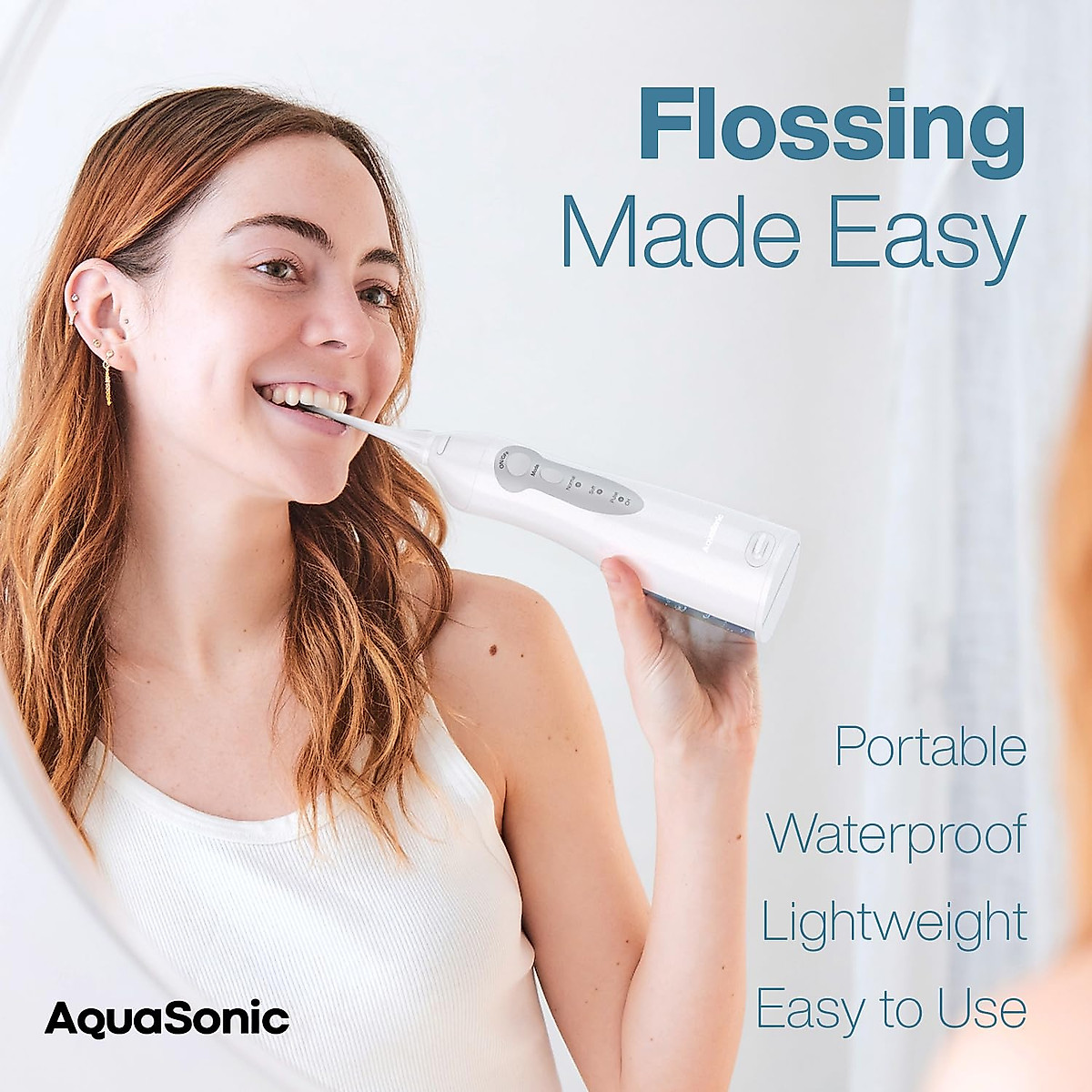 AquaSonic Water Flosser - Cordless Rechargeable Water Flossers for Teeth Cleaning - Waterproof Aqua Flosser, Portable Oral Irrigator for Dental Cleaning with 5 Jet Tips – Braces Home Travel