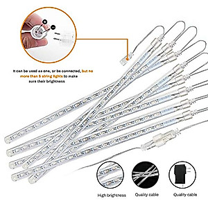 Allnice Meteor Shower Lights Falling Rain Lights Christmas Lights 30cm 8 Tube 192 LEDs Fairy String Lights for Halloween Christmas Wedding Tree Garden Home Outdoor Decoration (Green)