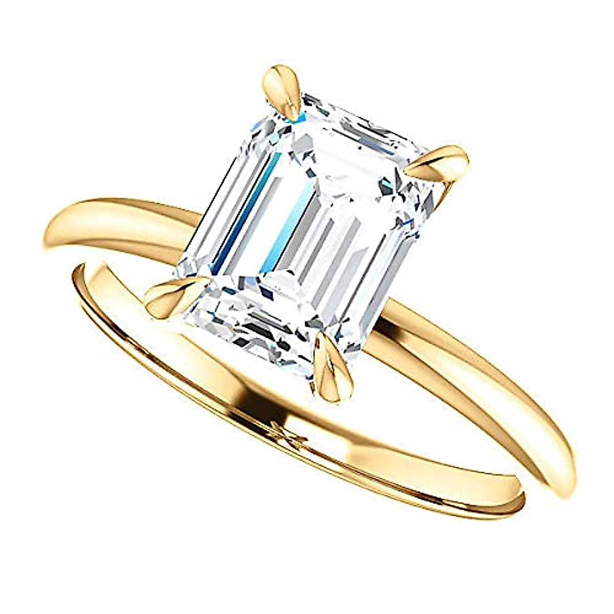 10K Solid Yellow Gold Handmade Engagement Ring 3 CT Emerald Cut Moissanite Diamond Solitaire Wedding/Bridal Ring Set for Women/Her Propose Ring (8)
