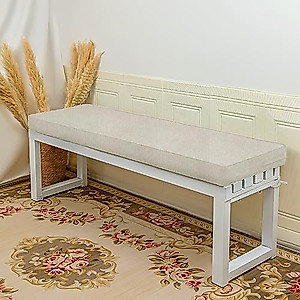 ROFIELTY Bench Cushion Double Piping Bench Cushions for Indoor Furniture with Adjustable Straps Window Seat Cushions Indoor Piano Bench Cushions (45x18x3, Cream Color)