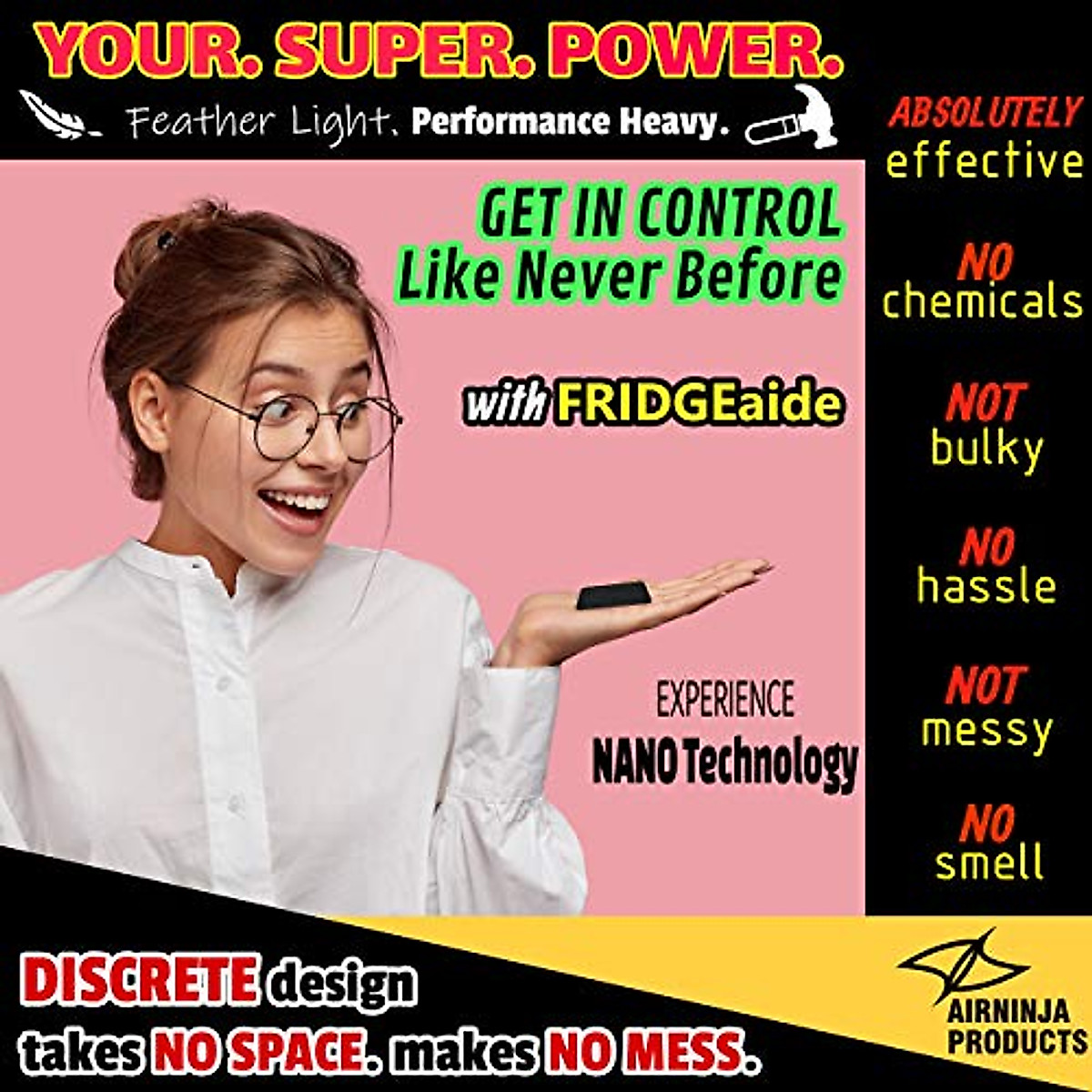 Fridge Refrigerator Freezer Deodorizer PATCH | Organic Odor Eliminator | 4 Month Supply | Foul Smell Remover | BEATS Baking Soda & Activated Bamboo Charcoal | Fragrance & Chemical Free | 2 Pack