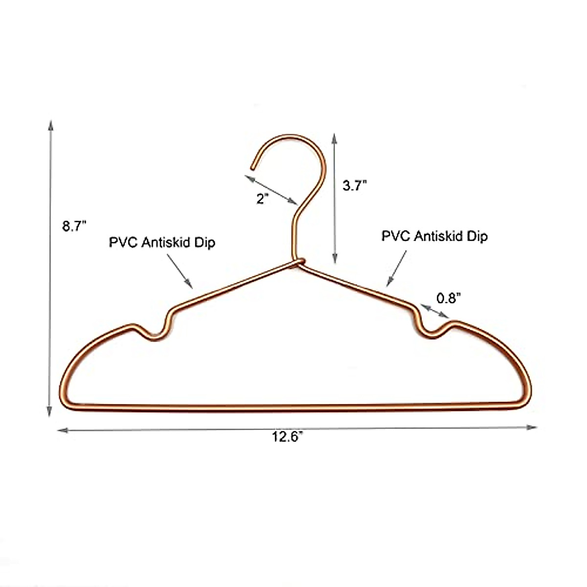 Koobay Premium 12.5" Rose Gold Children Display Kids Coat Hangers, Heavy Duty Baby Hangers, for Closet Organization ,Coat Shirt Clothes Hangers, 10PACK