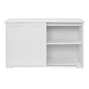 SEASD Kitchen Sideboard Cabinets FCH Double Sliding Door Sideboard Porch Cabinet White Dining Cabinet (106 X 33 X 62) Cm