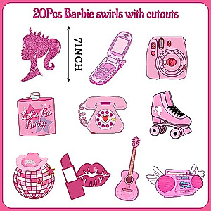 30 PCS Hot Pink Princess Birthday Party Hanging Decorations, Pink Girls Party Swirl for Women Girls Princess Bachelorette Theme Party Baby Shower Bridal Shower Wedding Party Supplies