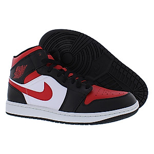 Nike Men's Air Jordan 1 Mid Shoes, White/Black-red, 11.5