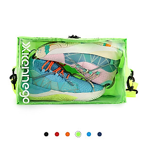 Xicennego Portable Basketball Shoe Bag with zipper - Sneaker Storage Bag - Shoe Box Bags - Foldable Waterproof Shoe Puches Organizer(Fluorescent green)