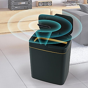 Obstnny Motion Sensor Garbage Can with Automatic Lid, 15 L Plastic Touchless Trash Can, Green