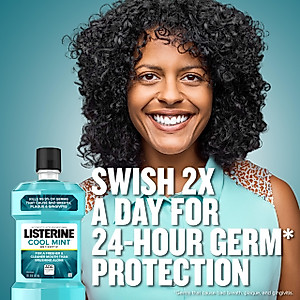 Listerine Cool Mint Antiseptic Oral Care Mouthwash to Kill 99% of Germs That Cause Bad Breath, Plaque and Gingivitis, ADA-Accepted, 8.5 Fl Oz