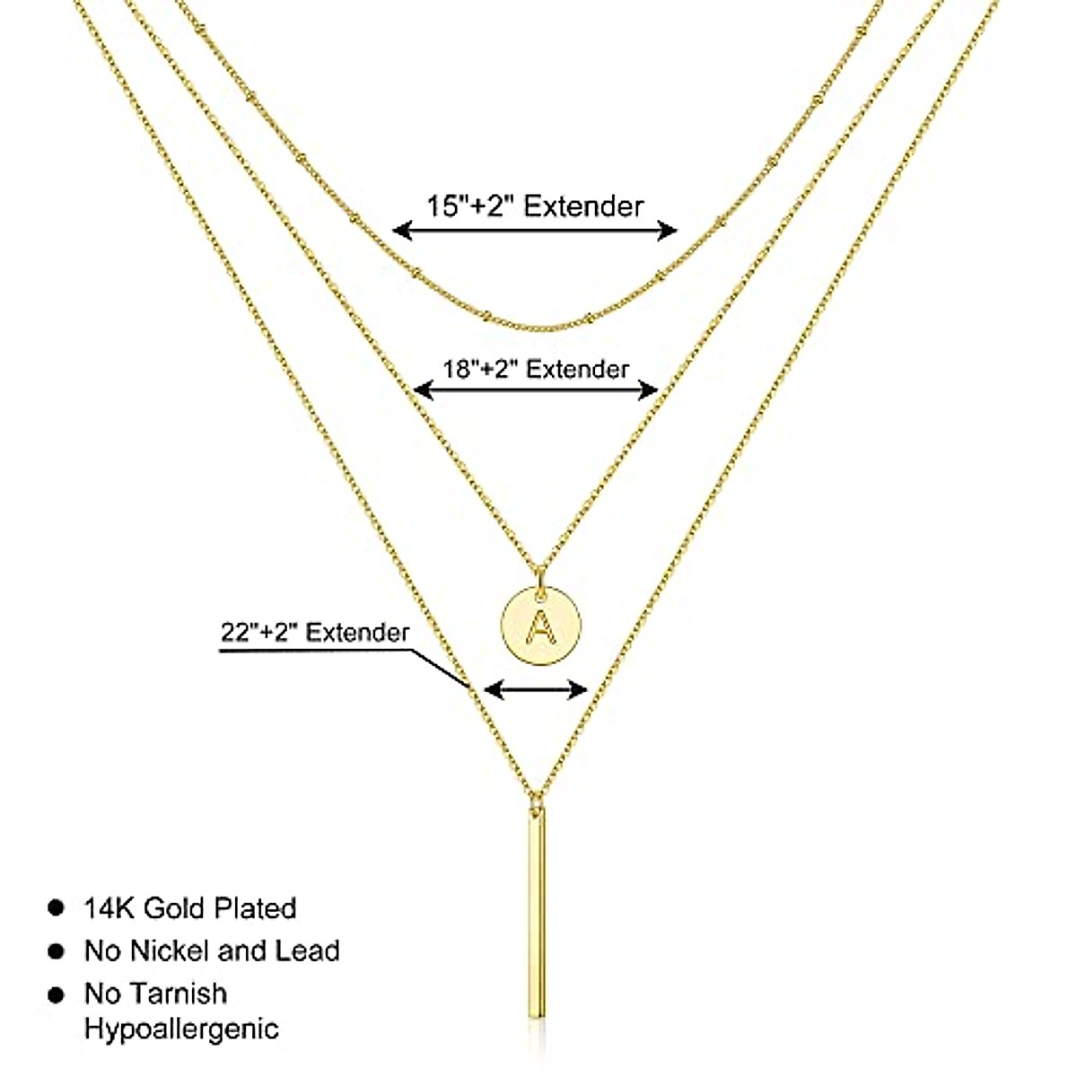 Vjoypro Gold Layered Initial Necklaces for Women, 14K Gold Plated Choker Necklace for Women Coin Pendant Initial A Letter Necklace Dainty Layering Initial Necklaces Jewelry for Women Teen Girls