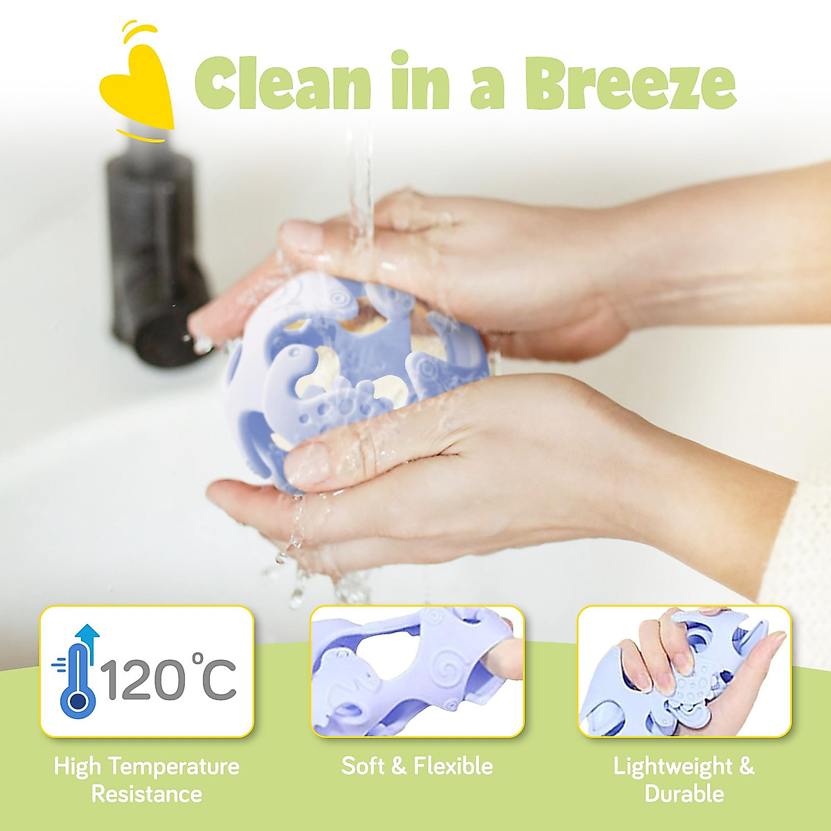 Dinosaur Baby Teething Toys, Textured Sensory Toys for Babies, Lightweight Soft Baby Sensory Toys, BPA-Free Silicone Infant Teething Toys, 0-18 Months, Teething Baby, Easy to Clean - Blueberry Blue