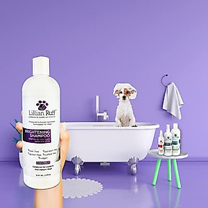 Lillian Ruff Ultra-Brightening Professional Whitening Shampoo for Dogs with Aloe & Coconut Oil for Dry Skin & Itch Relief - pH-Balanced Dog Whitening Shampoo Remove Stains, Yellowing, & Odor (16oz)