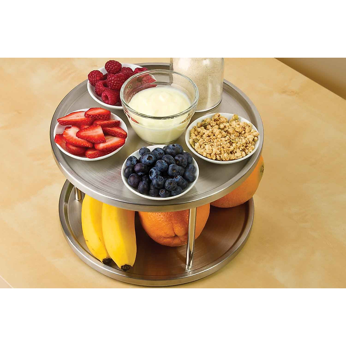 Ideas In Motion 2-Tier Revolving Lazy Susan Trays, Stainless Steel