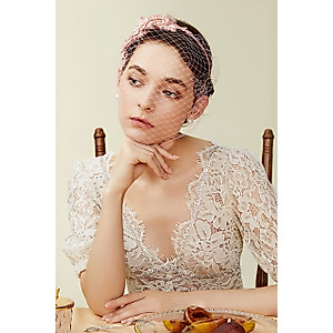 BABEYOND Bridal Wedding Veil Fascinator Mesh Lace Headband Tea Party Flower Fascinator Funeral Hats for Women